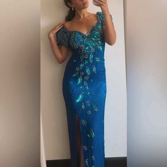 Alyce Paris | Dresses | Vintage 8s Alyce Designs Sequin Beaded Petal ...